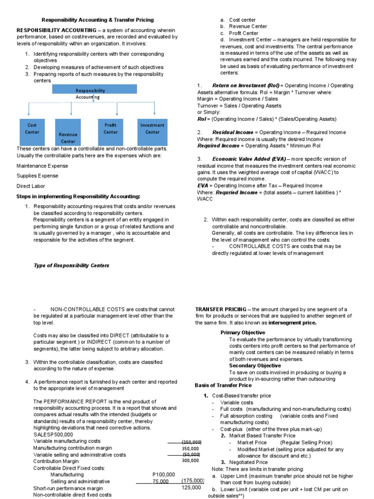 Responsibility Accounting | Download Free PDF | Income | Cost