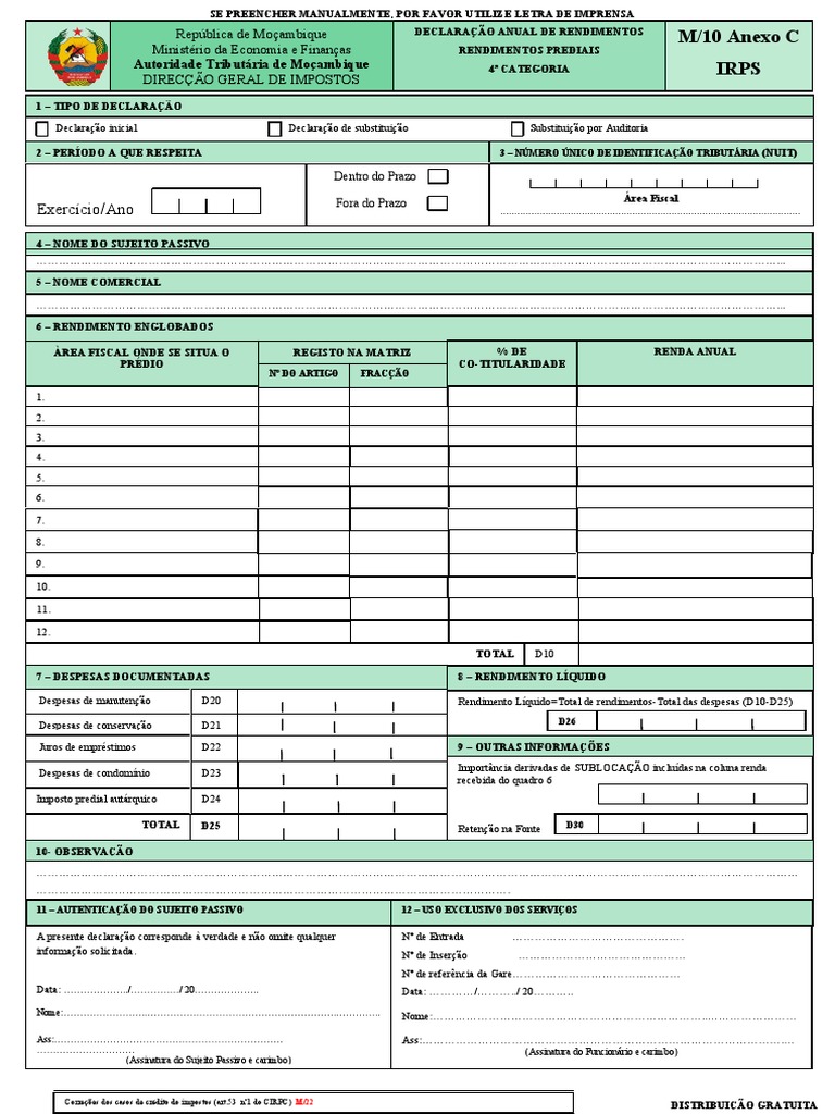 Irps M-10 Anexo C | Download grátis PDF | Economias