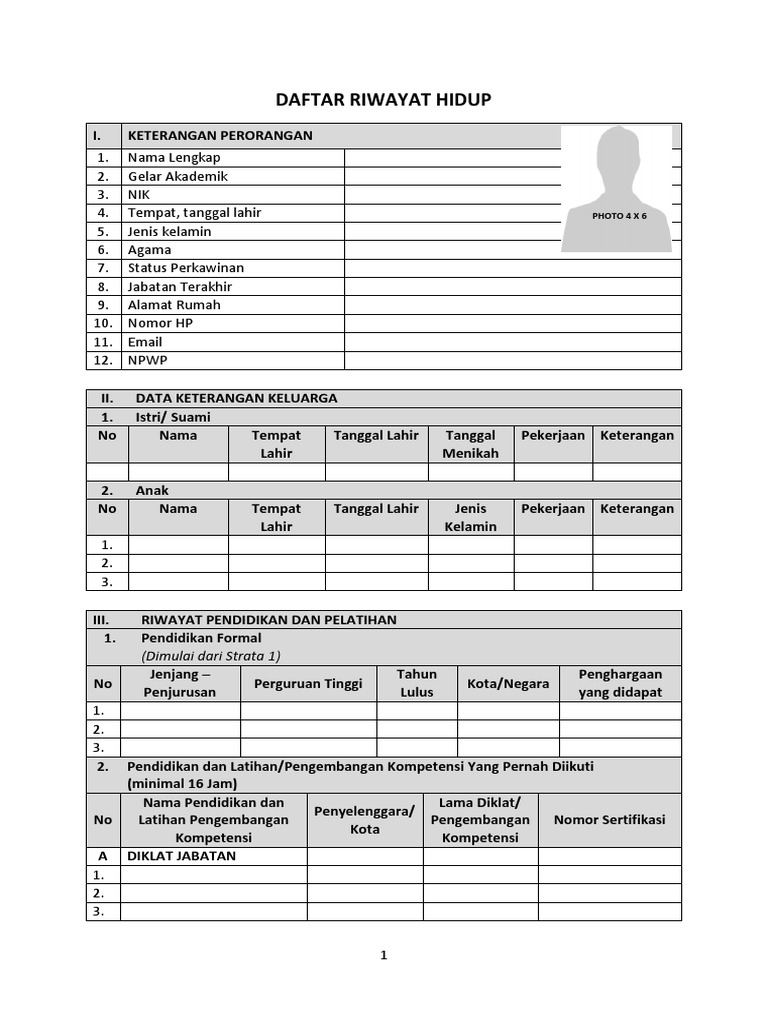 Template Riwayat Hidup 4 | PDF