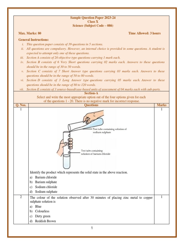 Science SQP | PDF | Chemical Reactions | Electrical Resistance And Conductance