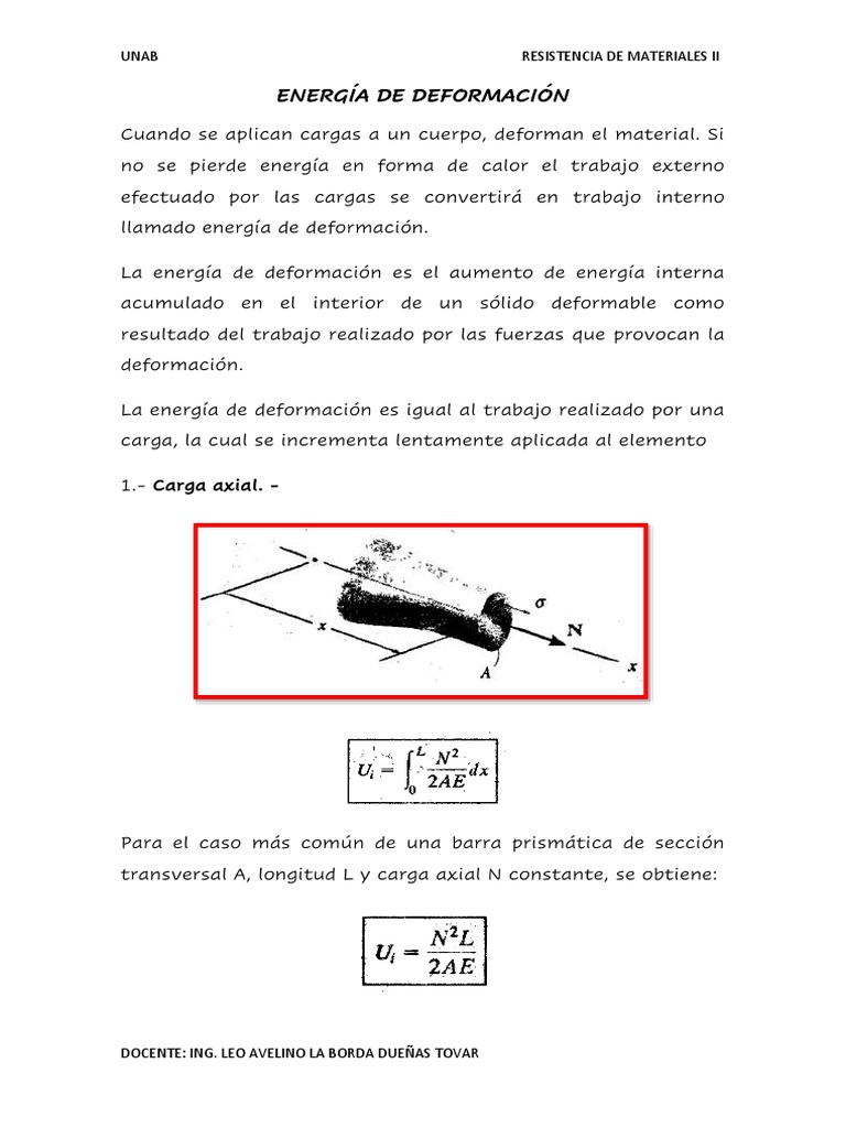 Energia de Deformación | PDF | Viga (Estructura) | Resistencia de materiales