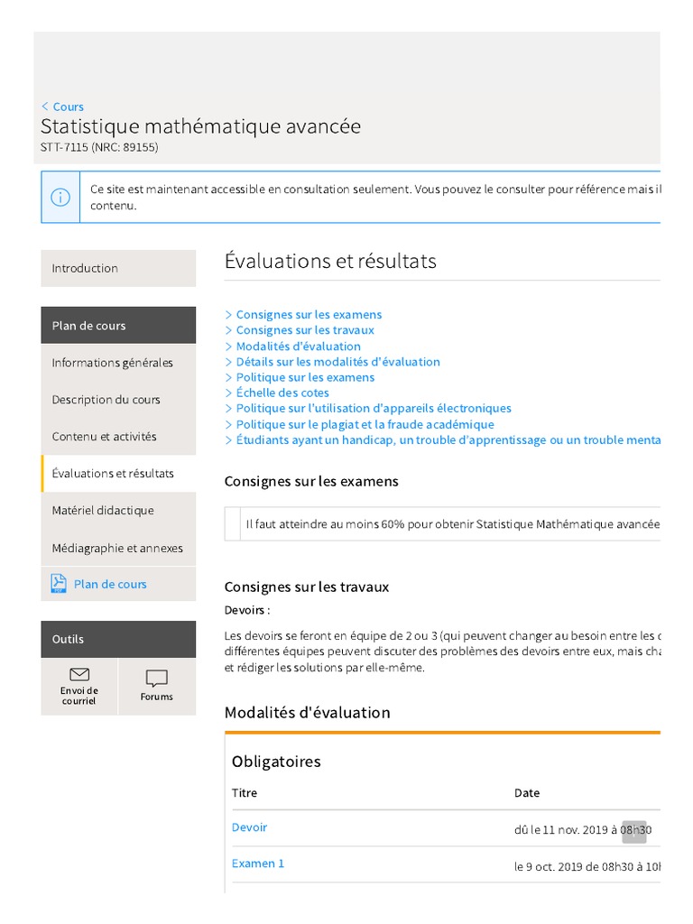 Modalité D'évaluation STT-7115 - Statistique Mathématique Avancée ...