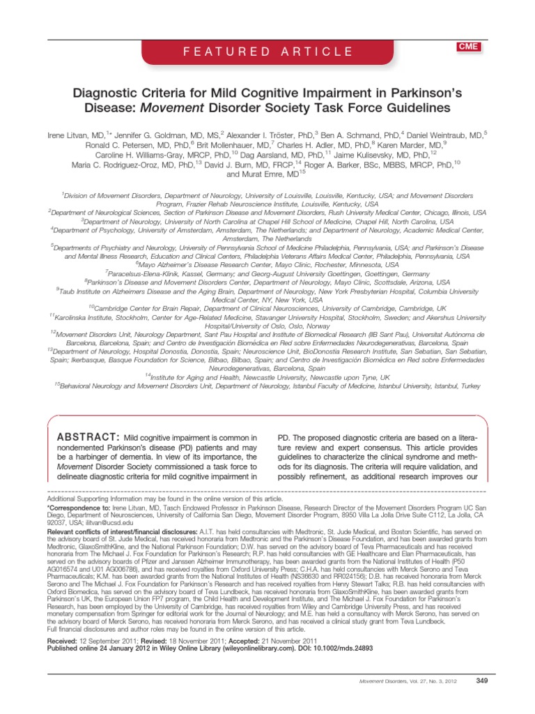 Litvan Et Al. - 2012 - Diagnostic Crite Ria For Mild Cognitive ...