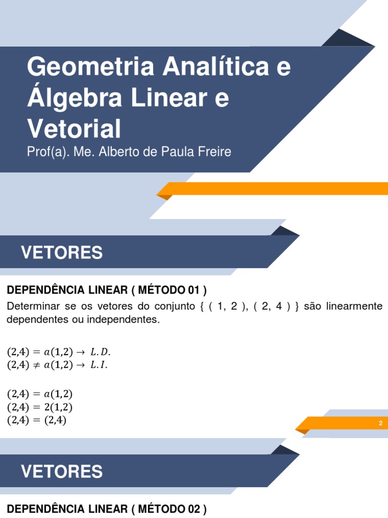 Geometria Analítica e Álgebra Linear e Vetorial - UN1 - Vídeo 02 | PDF ...