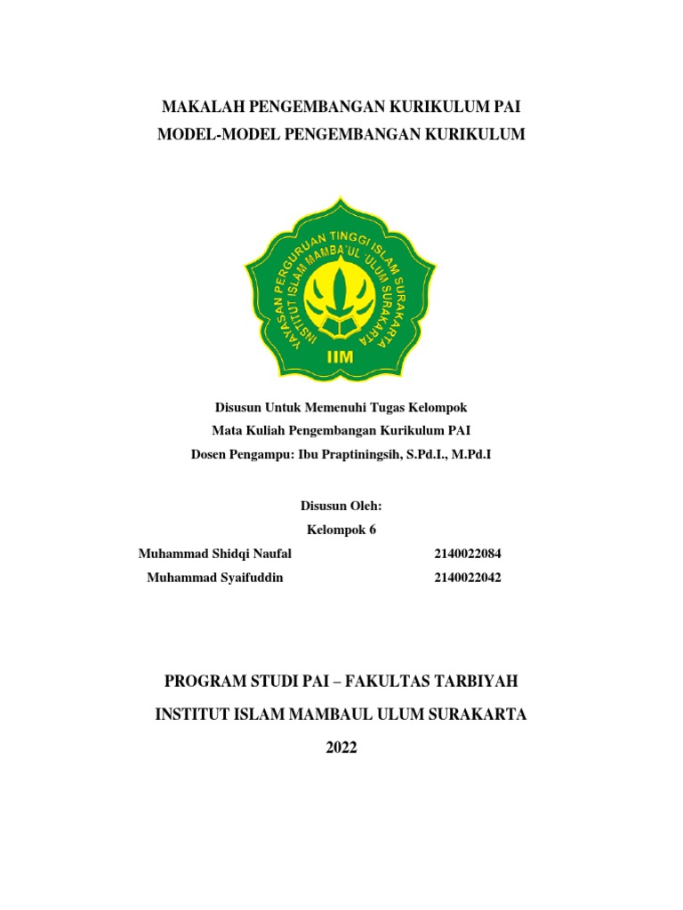 Model Pengembangan Kurikulum PAI | PDF | Karier & Perkembangan