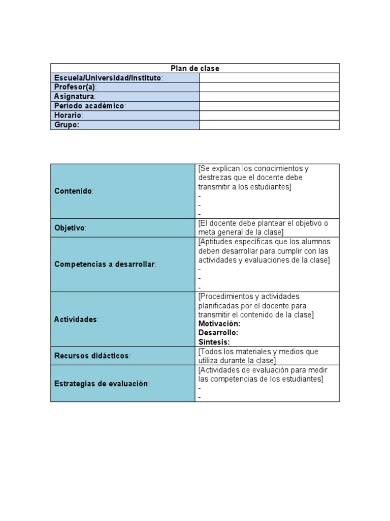 Plan de Clase: Contenidos y Estrategias | PDF