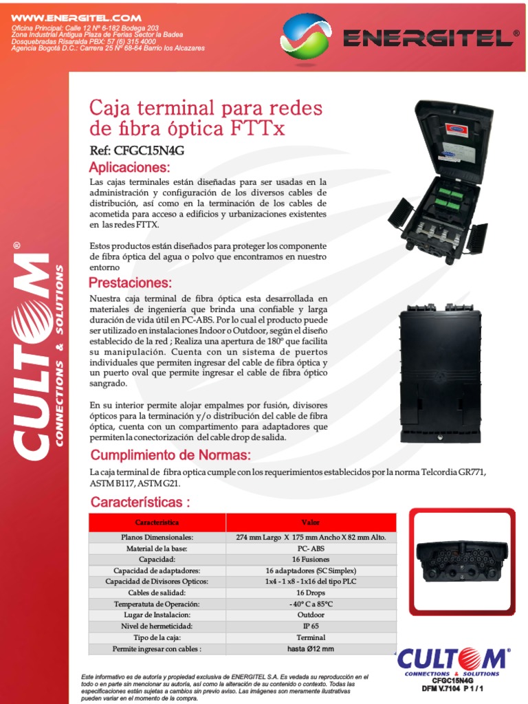 Catalogo para Cajas Terminales CFGC15N4G | PDF | Fibra óptica | Informática