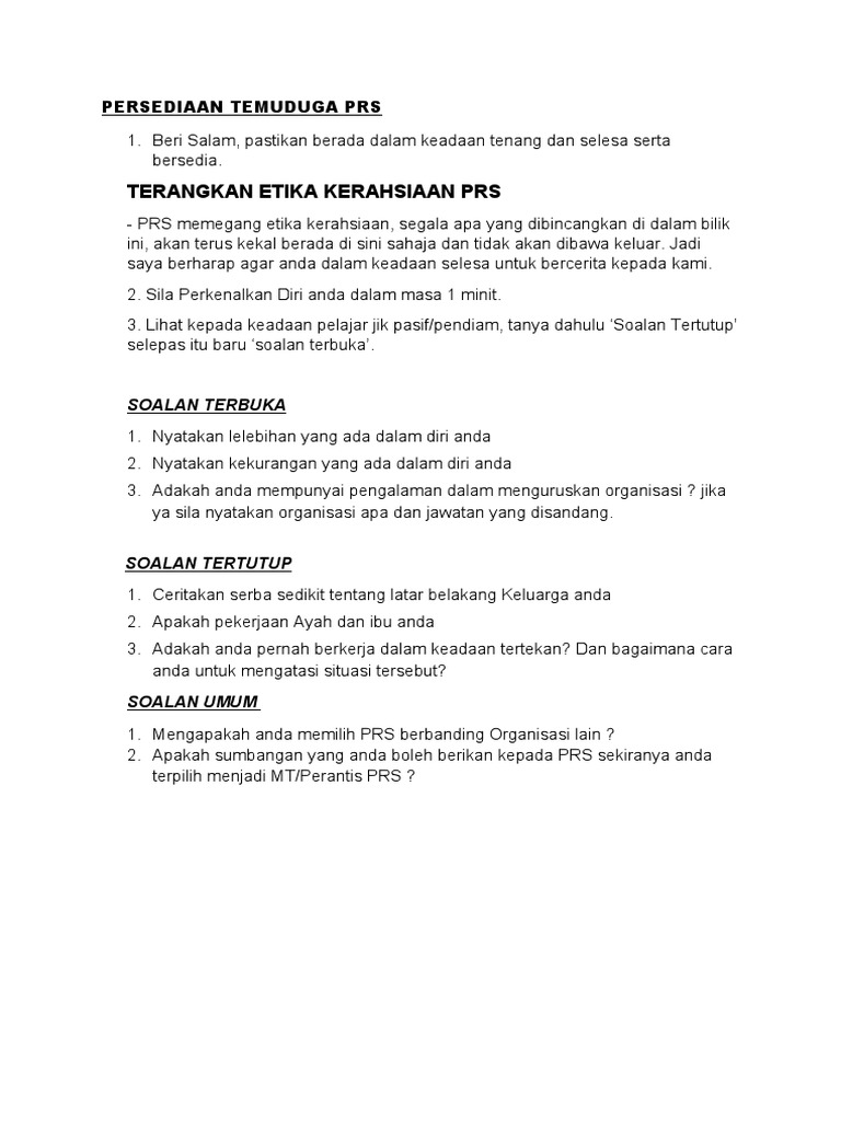 Soalan Interview | PDF | Gaya Hidup