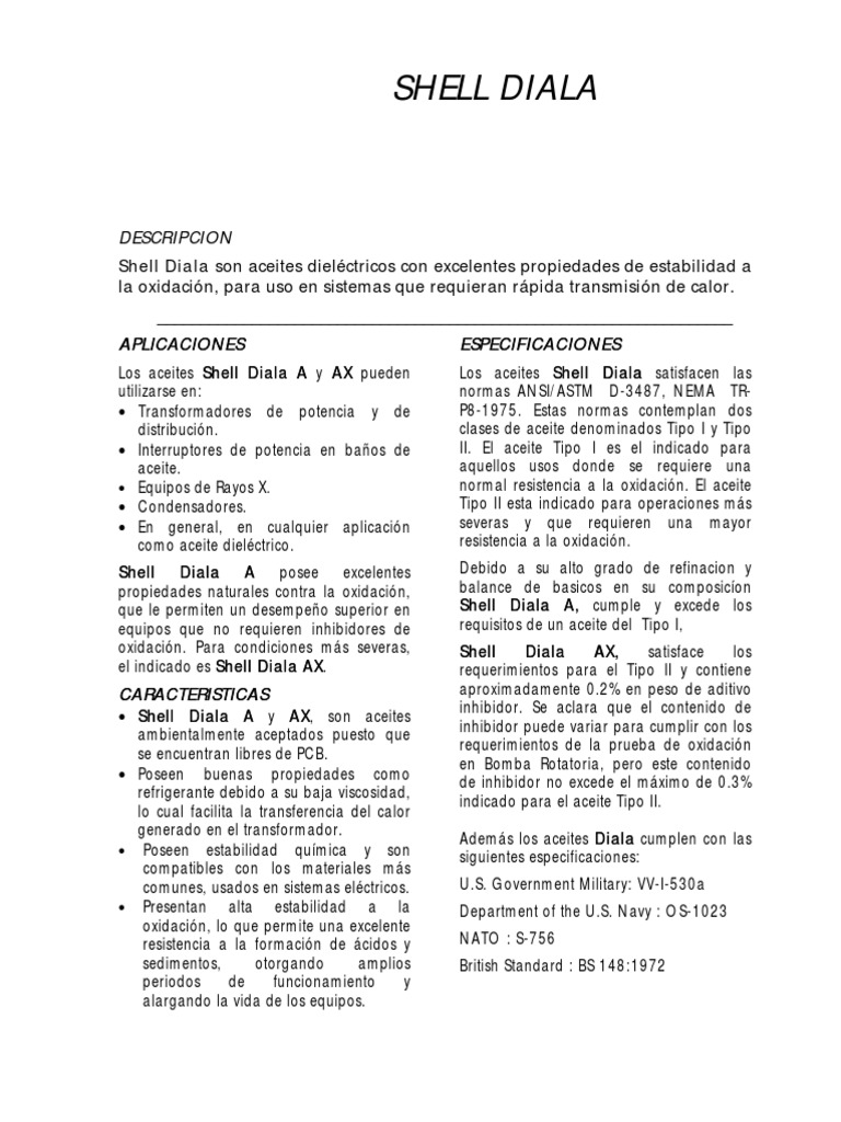 Aceite Shell - Diala | PDF | Resistor | Petróleo