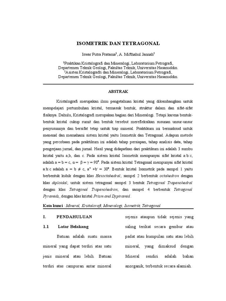 Sistem Kristal Isometrik dan Tetragonal | PDF | Sains & Matematika