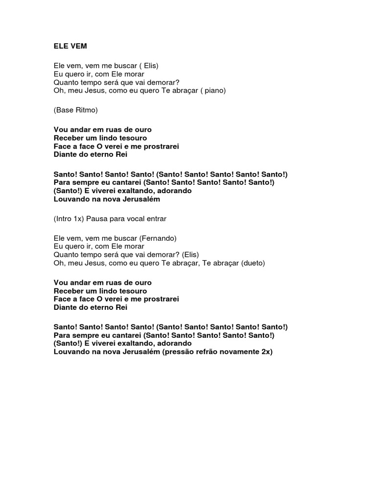 ELE VEM - Letra Kemuel | PDF