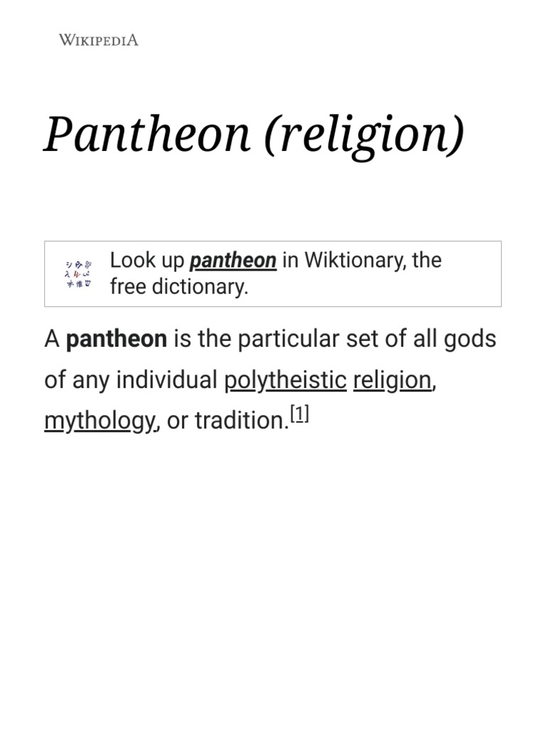 Pantheon (Religion) - Wikipedia | PDF | Religious Belief And Doctrine ...