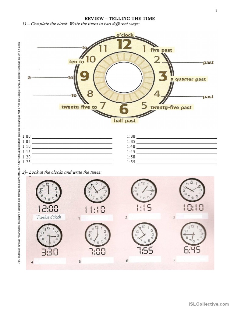 Time-Telling Practice Worksheet | PDF | Finance & Money Management ...