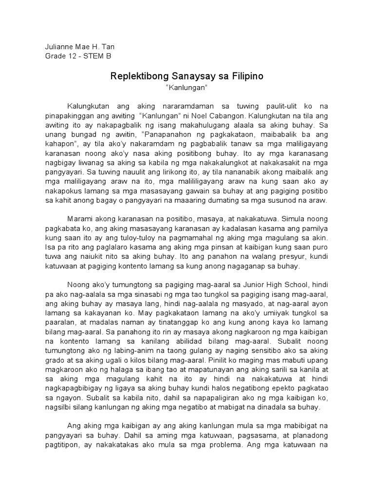 Reflective Essay Pdf