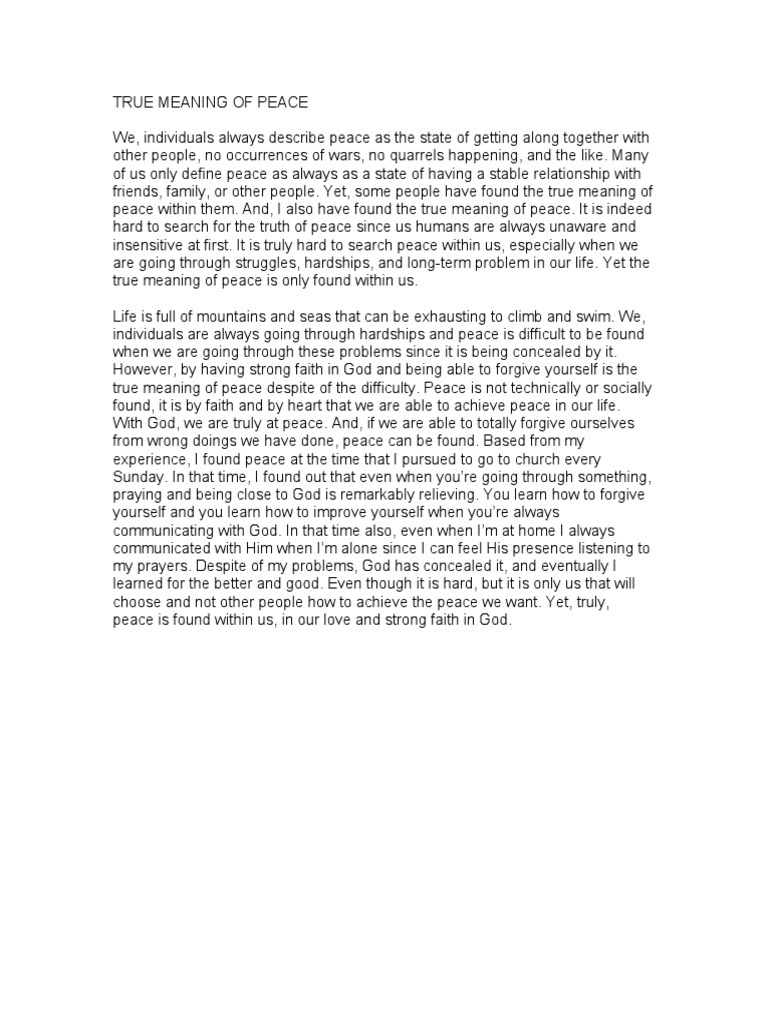 TRUE MEANING OF PEACE | PDF