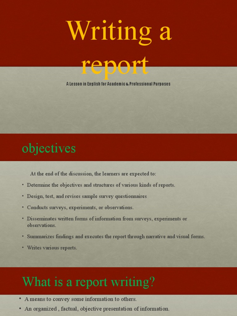 A Guide to Writing Effective Reports: Understanding Objectives ...