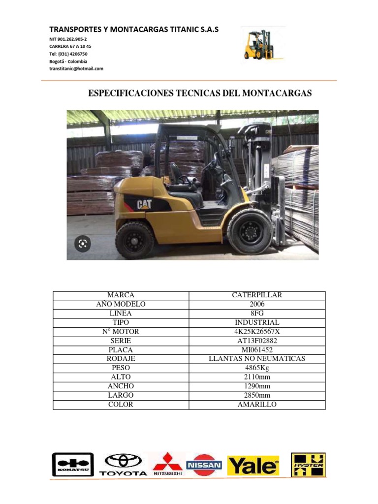 Ficha Tecnica Montacargas Mi061452 | PDF
