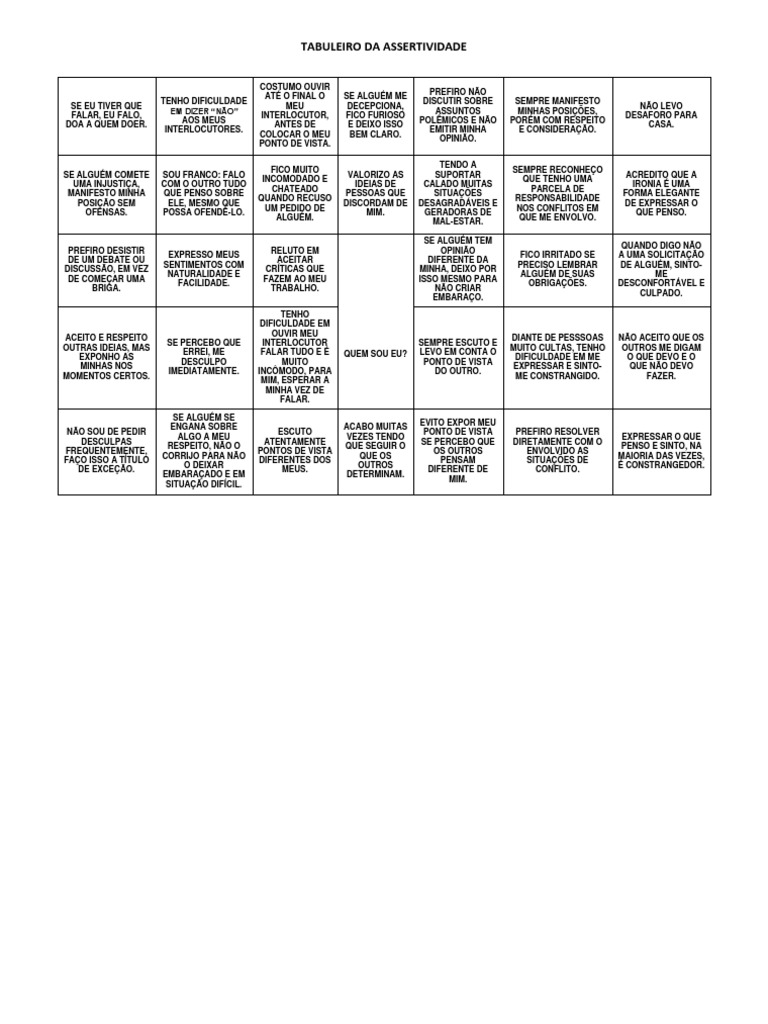 Tabuleiro de Assertividade | PDF