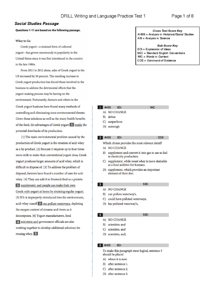 Sat Drill Test 1 | PDF | Science | Cognitive Science