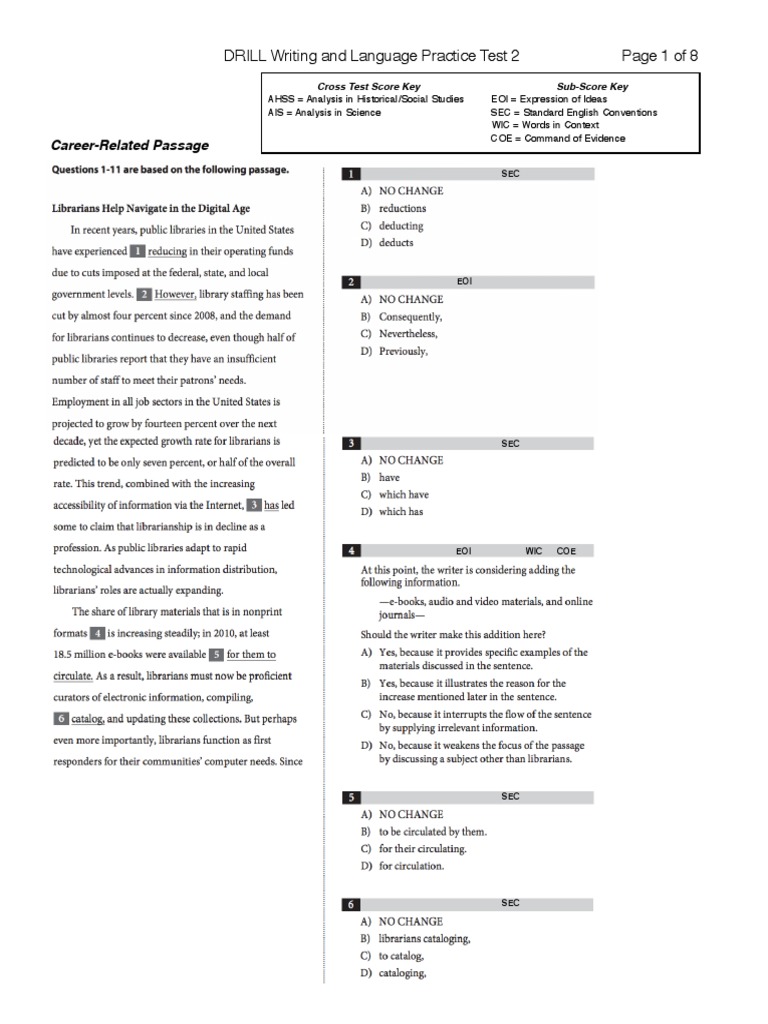 Sat Drill Test 2 | PDF | Science | Human Communication