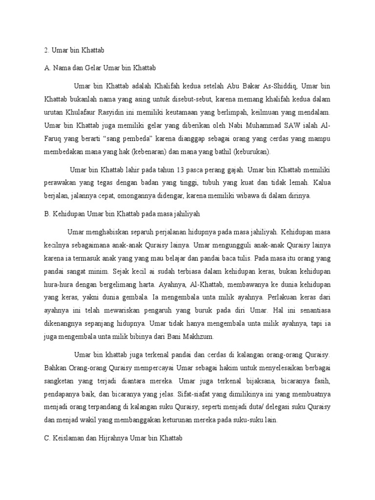 Kisah Umar bin Khattab | PDF | Sejarah