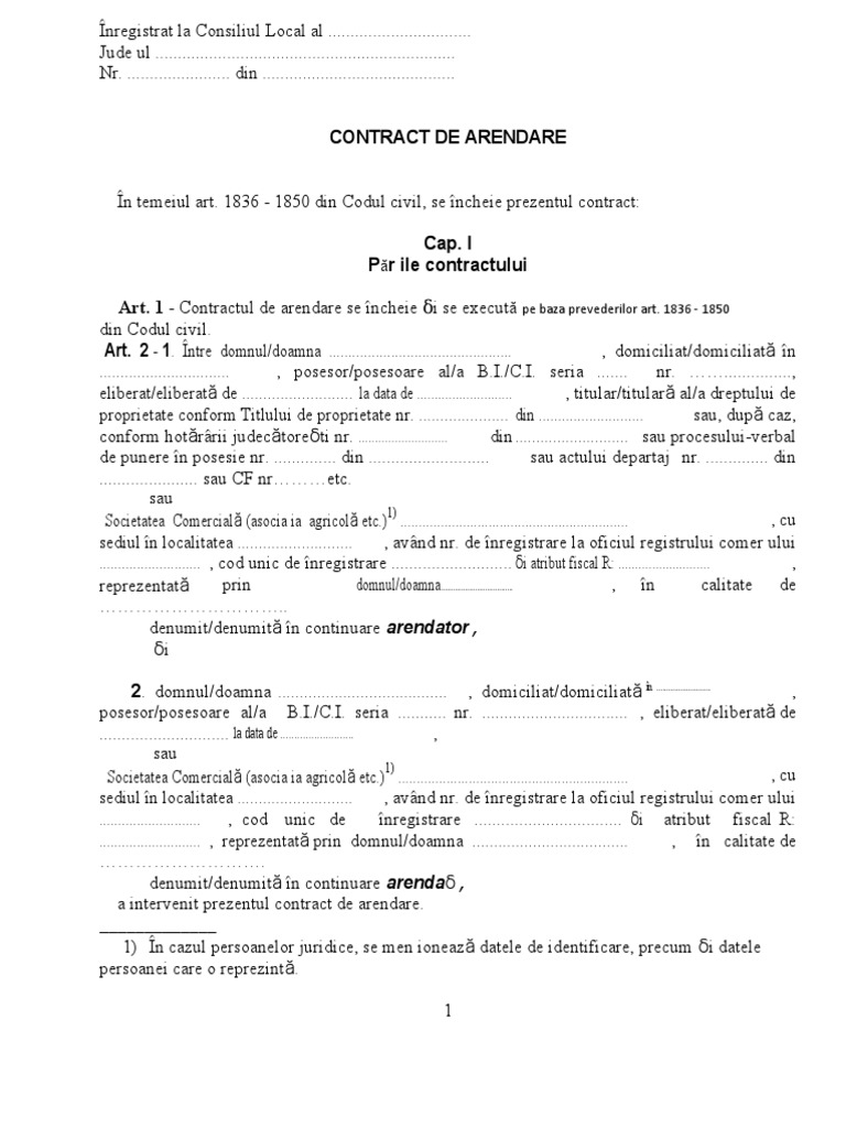 MODEL Contract de Arenda | PDF