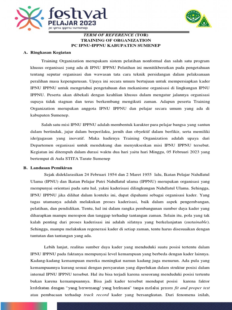 TOR Training of Organization 1 | PDF | Komputer