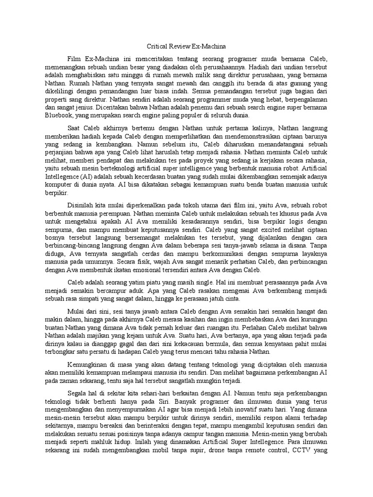 Critical Review Ex Machina - 5023211065 - Alif Syihabudin Fawwaz ...