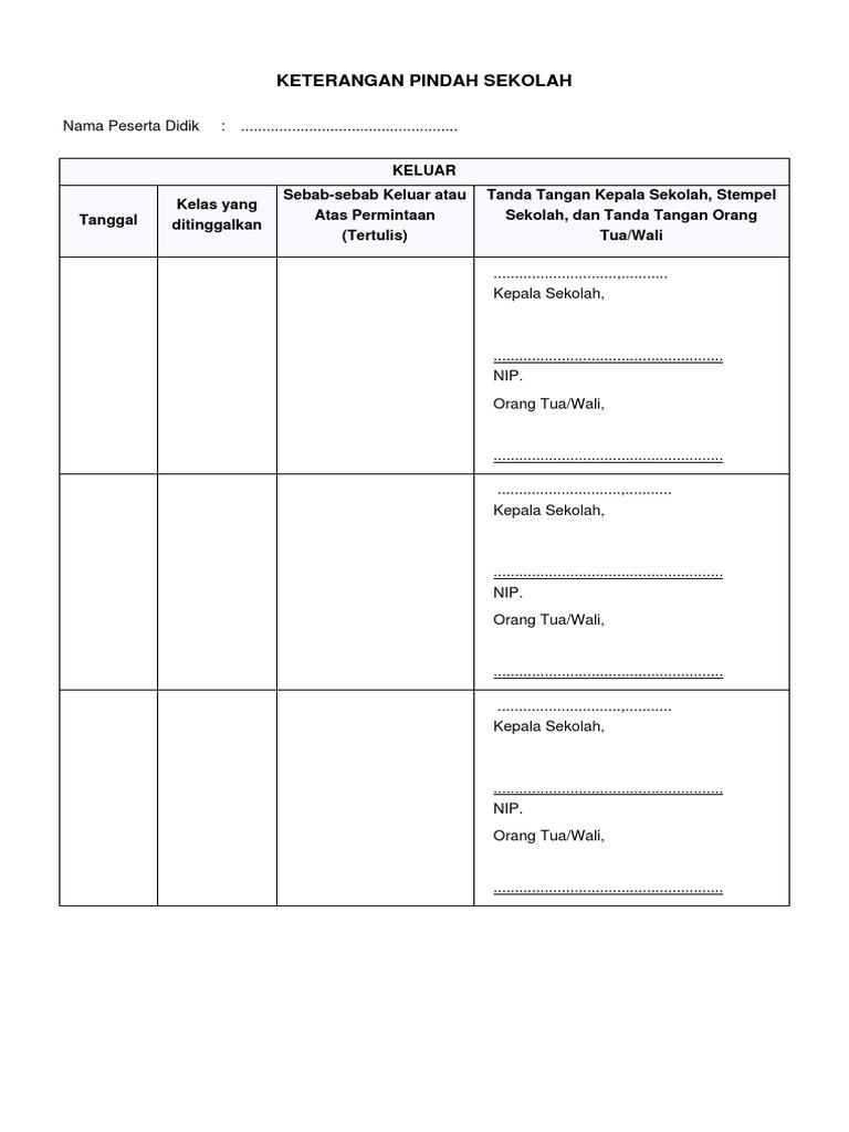 Blangko Raport Halaman Belakang - Mutasi Edit | PDF