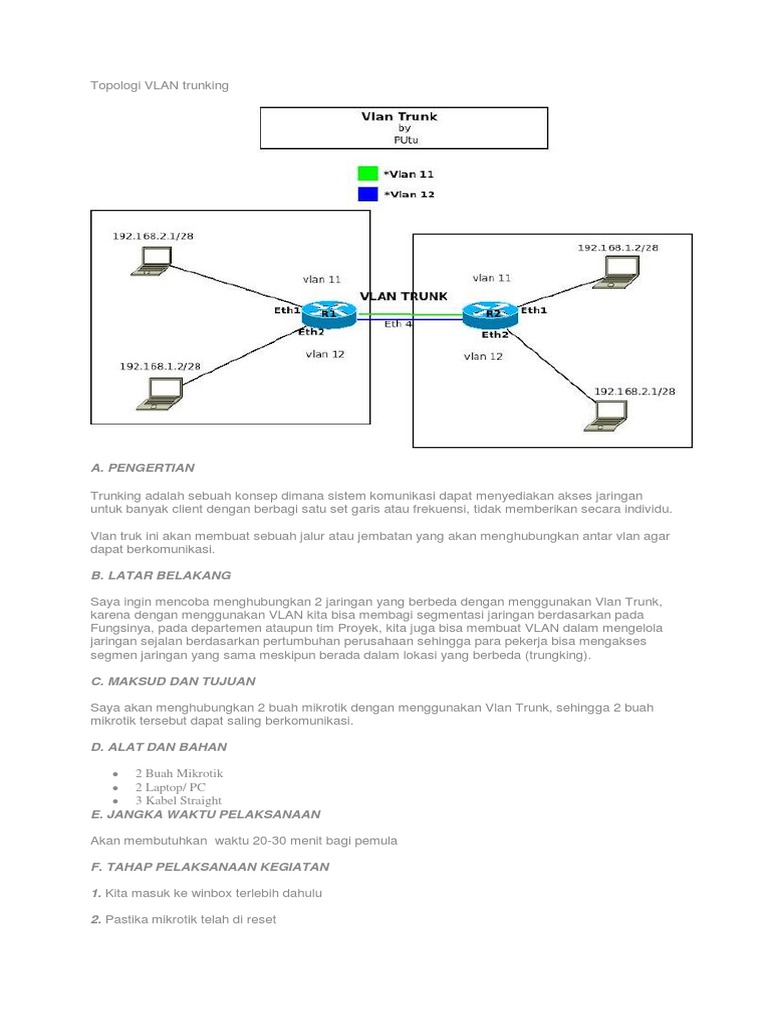 Topologi VLAN trunking mikrotik | PDF