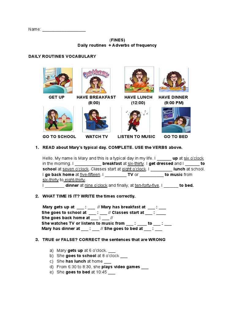 Daily Routines - Adverbs of Frequency | PDF