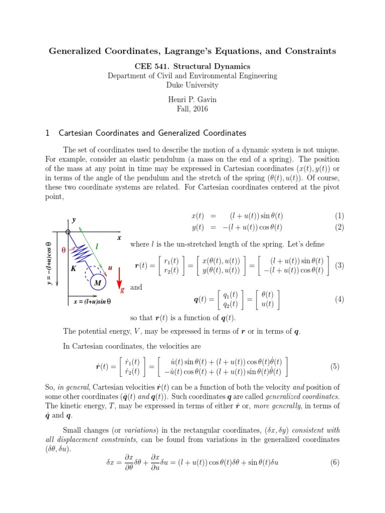 Lagranges Eqns | PDF | Lagrangian Mechanics | Force
