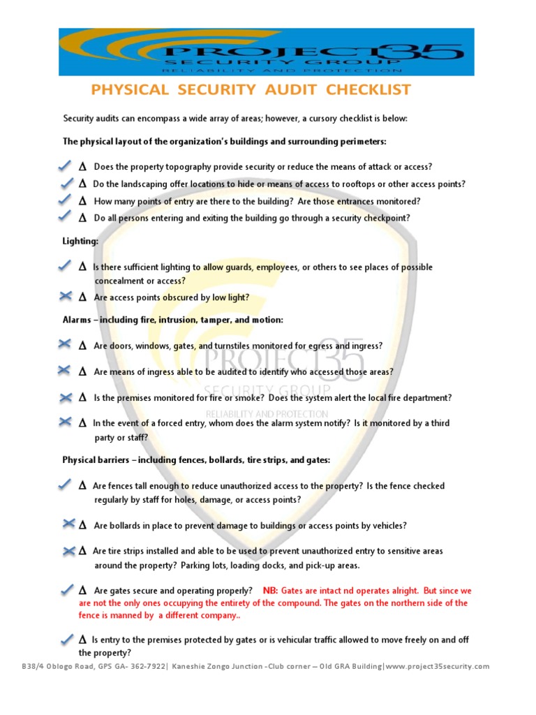 P35SG Physical-Security-Audit-Checklist | PDF | Securities | Security ...