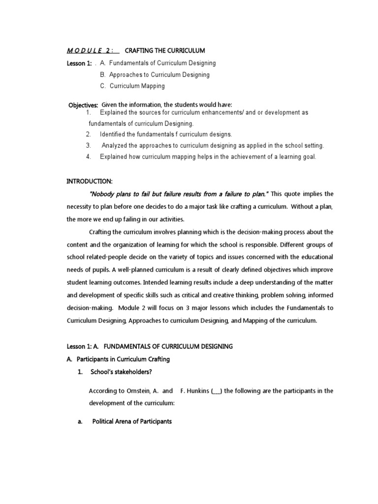 Module 2 | PDF | Curriculum | Teachers