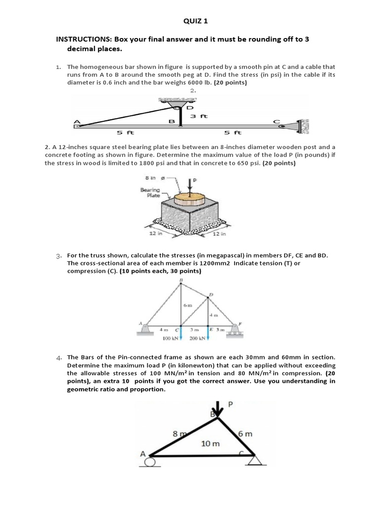 QUIZ 1 Mechanics | PDF