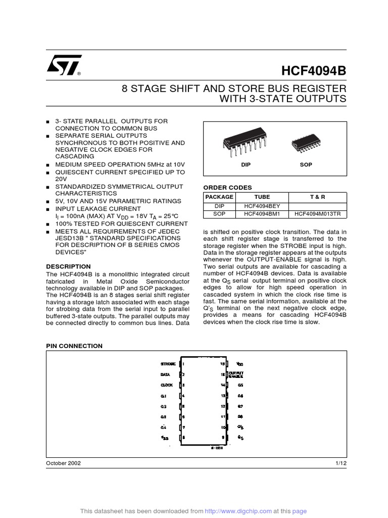 Ic HCF4094 | Download Free PDF | Computer Engineering | Computer Science