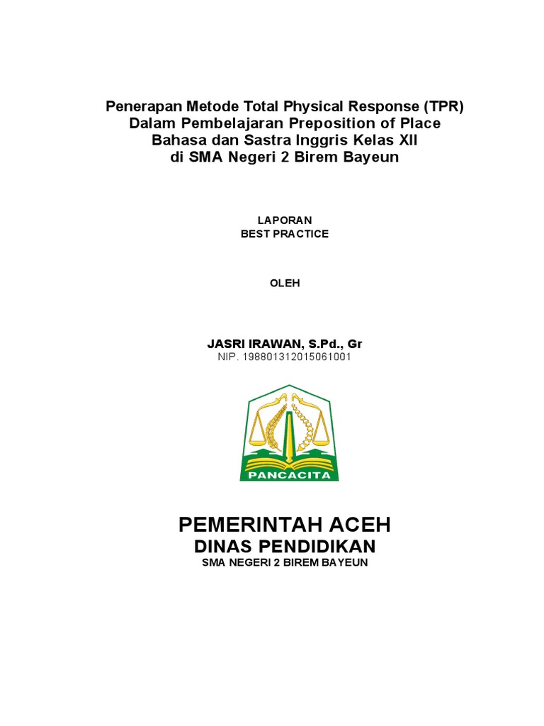 Penerapan Metode Total Physical Response (TPR) Pada Pembelajaran ...
