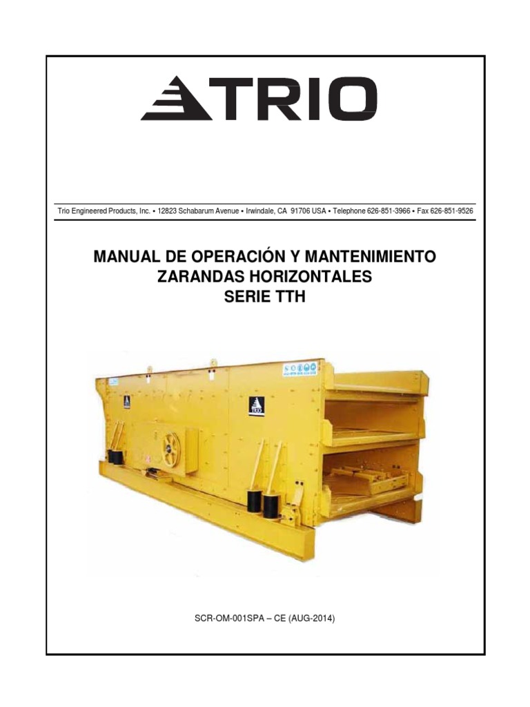 Manual de Mantencion y Operacion de Harnero Horizontal | PDF ...