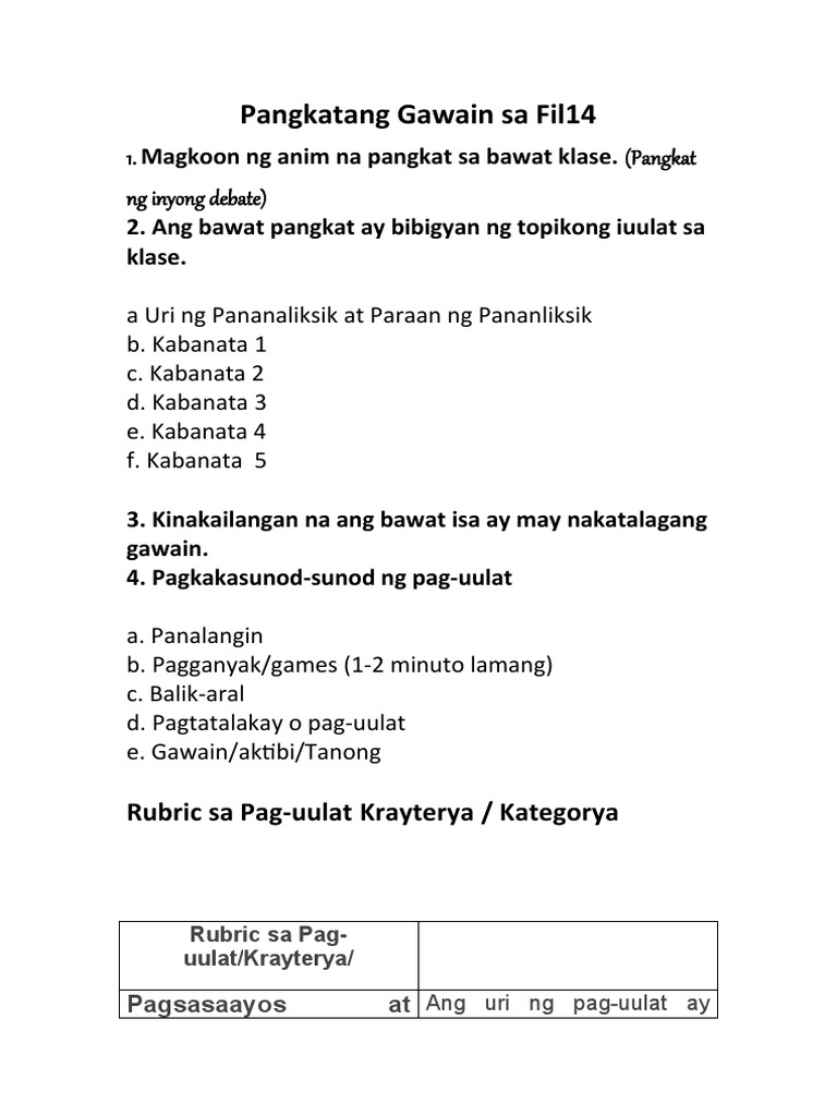 Pangkatang Gawain Sa Fil14 2 | PDF