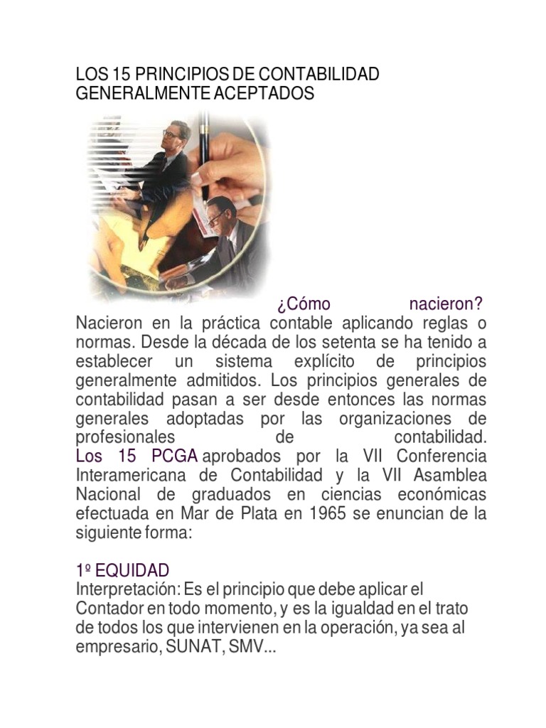 Los 15 Principios de Contabilidad Generalmente Aceptados | PDF ...