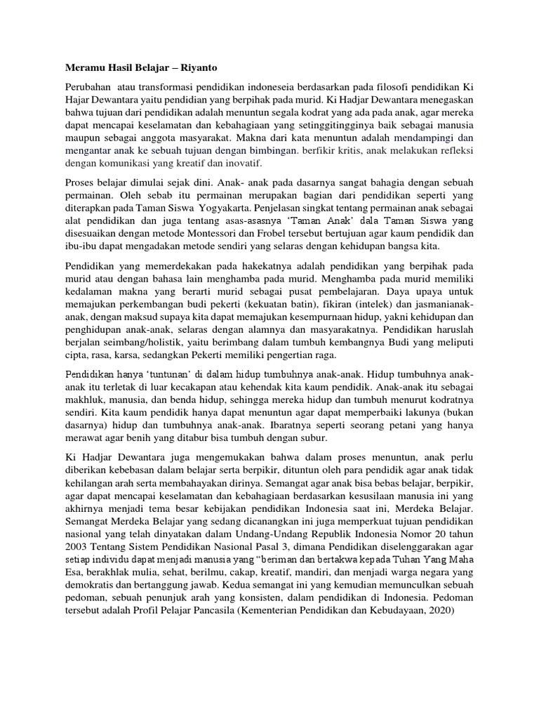 Meramu Hasil Belajar Pdf
