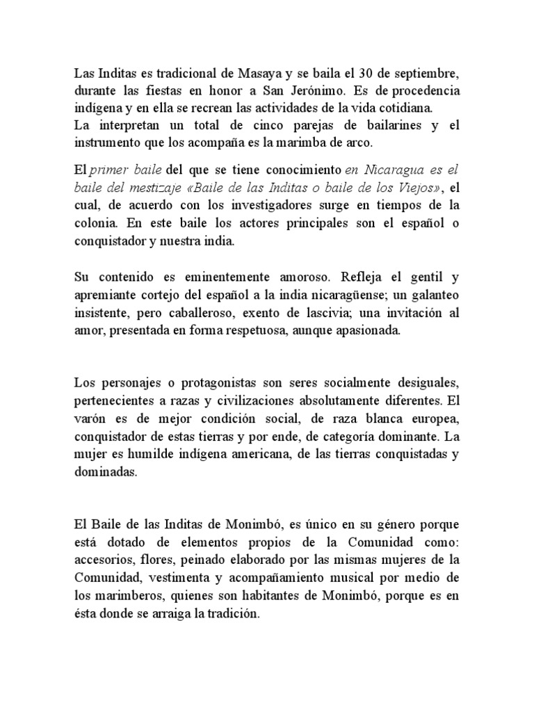Danza de las Inditas de Monimbó | PDF