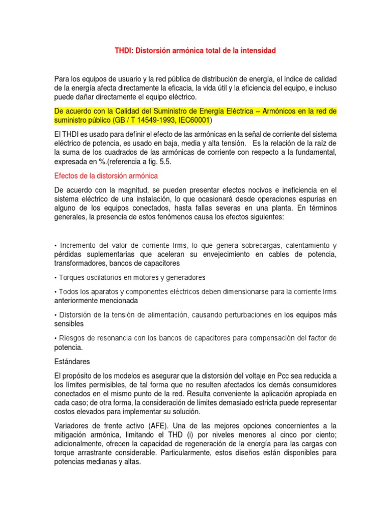 THDI | PDF | Corriente eléctrica | Energia electrica