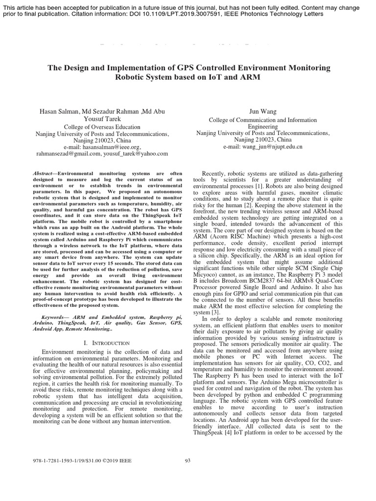 15.the Design and Implementation of GPS Controlled Environment Monitoring | PDF | Internet Of ...