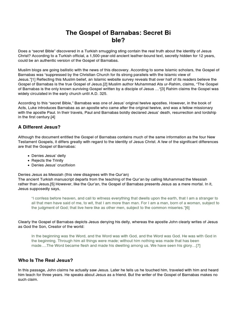 The Gospel of Barnabas - The Secret Bible | PDF | Jesus | New Testament