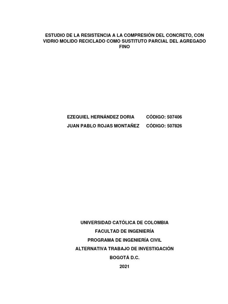 Trabajo de Grado (507406 - 507826) | PDF | Hormigón | Cemento