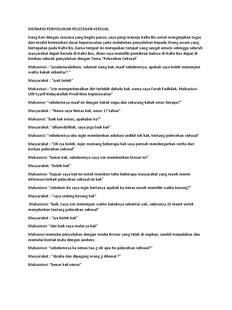 Skenario - Farah Fadhilah - Pelecehan Seksual | PDF