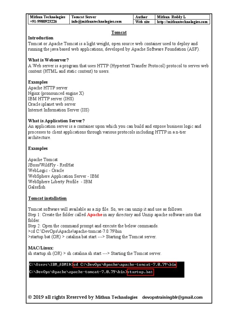 Tomcat Documentation V1.0 | PDF | Web Server | Internet & Web