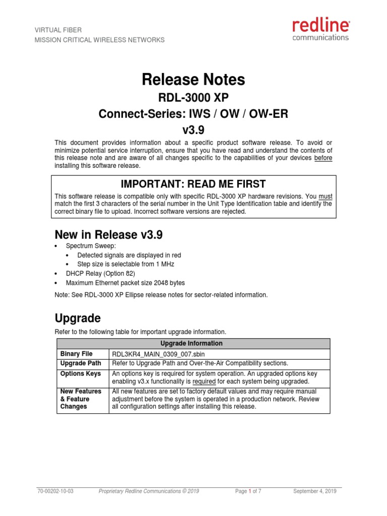 Redline Connect v3.9 RelNotes | PDF | Radius | File Transfer Protocol