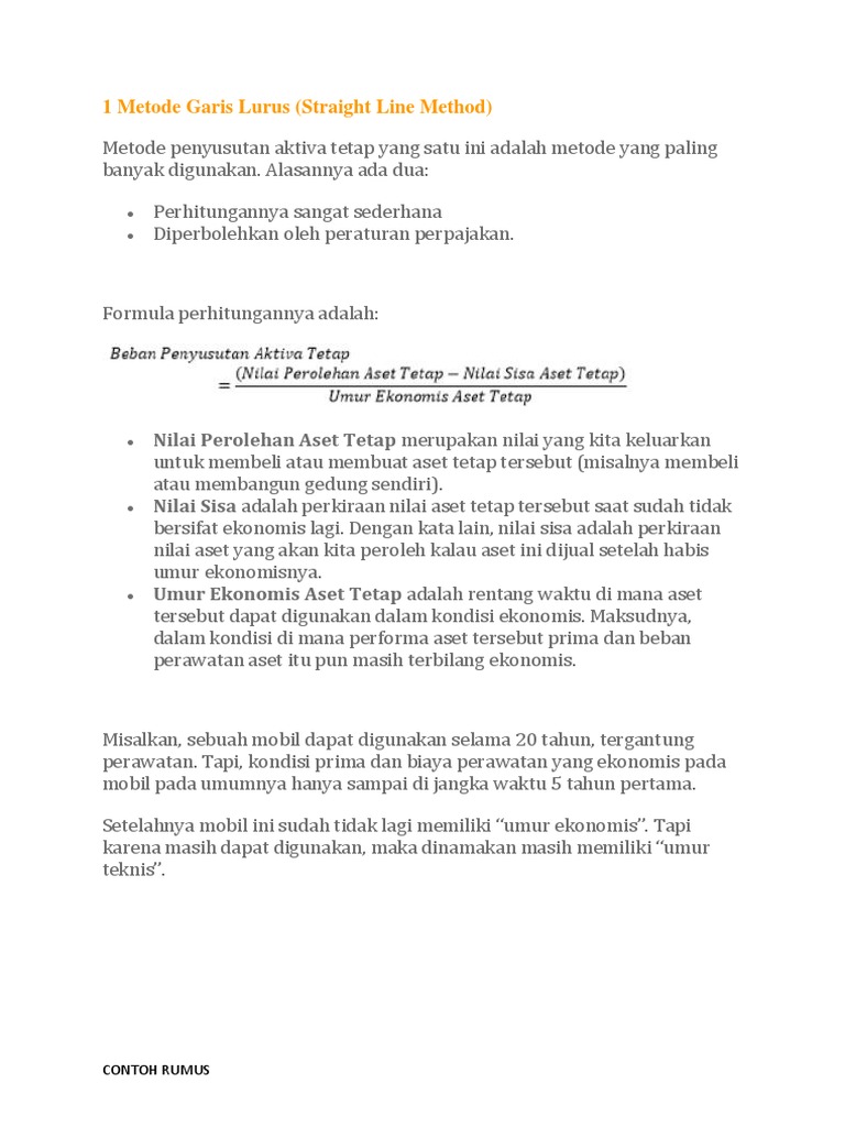 Contoh Metode Garis Lurus Beserta Rumus | PDF